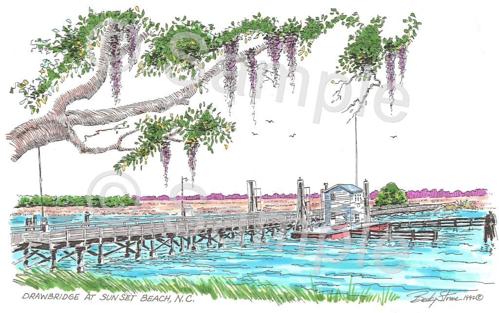 Sunset Beach Swing Bridge Print Beach Memories Art
