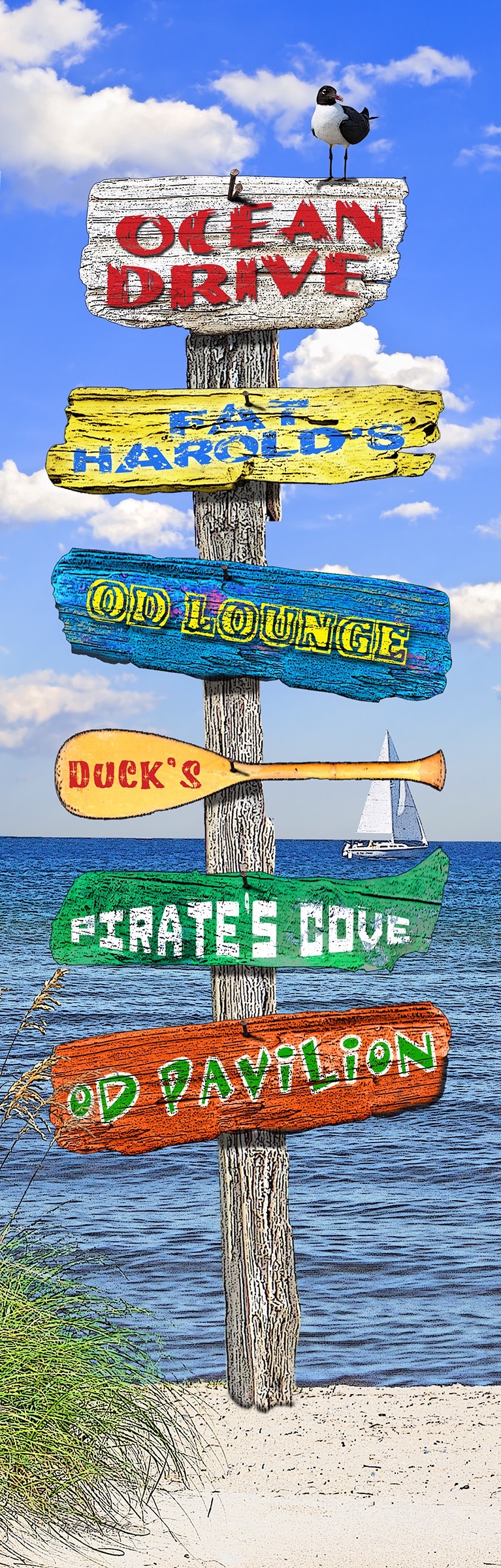 Ocean Drive, North Myrtle Beach Directional Signs… – Beach Memories Art